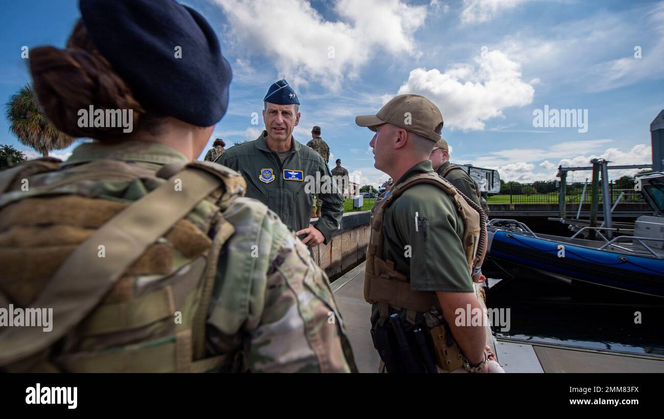 U.S. Air Force Maj. Gen. Corey Martin, 18th Air Force commander, speaks ...