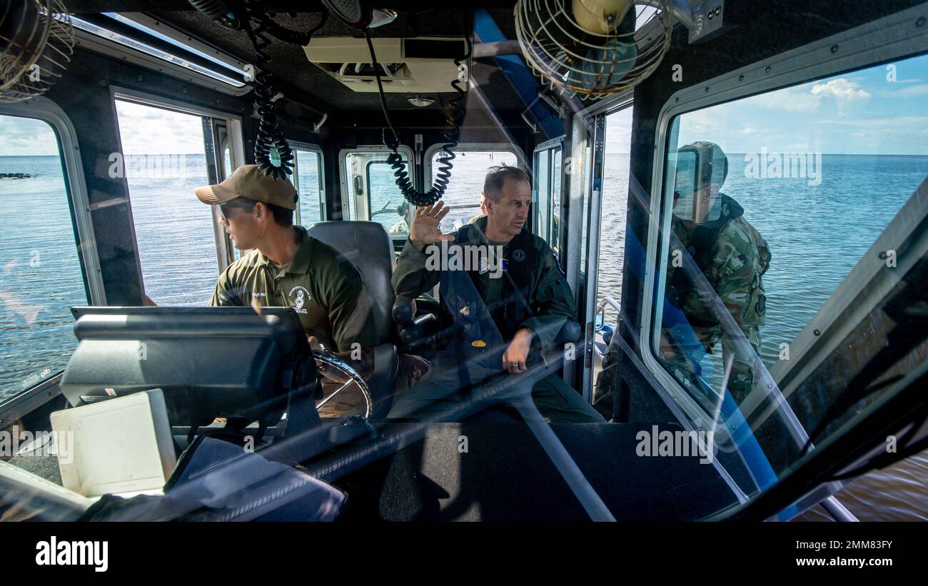 U.S. Air Force Maj. Gen. Corey Martin, 18th Air Force commander, speaks ...