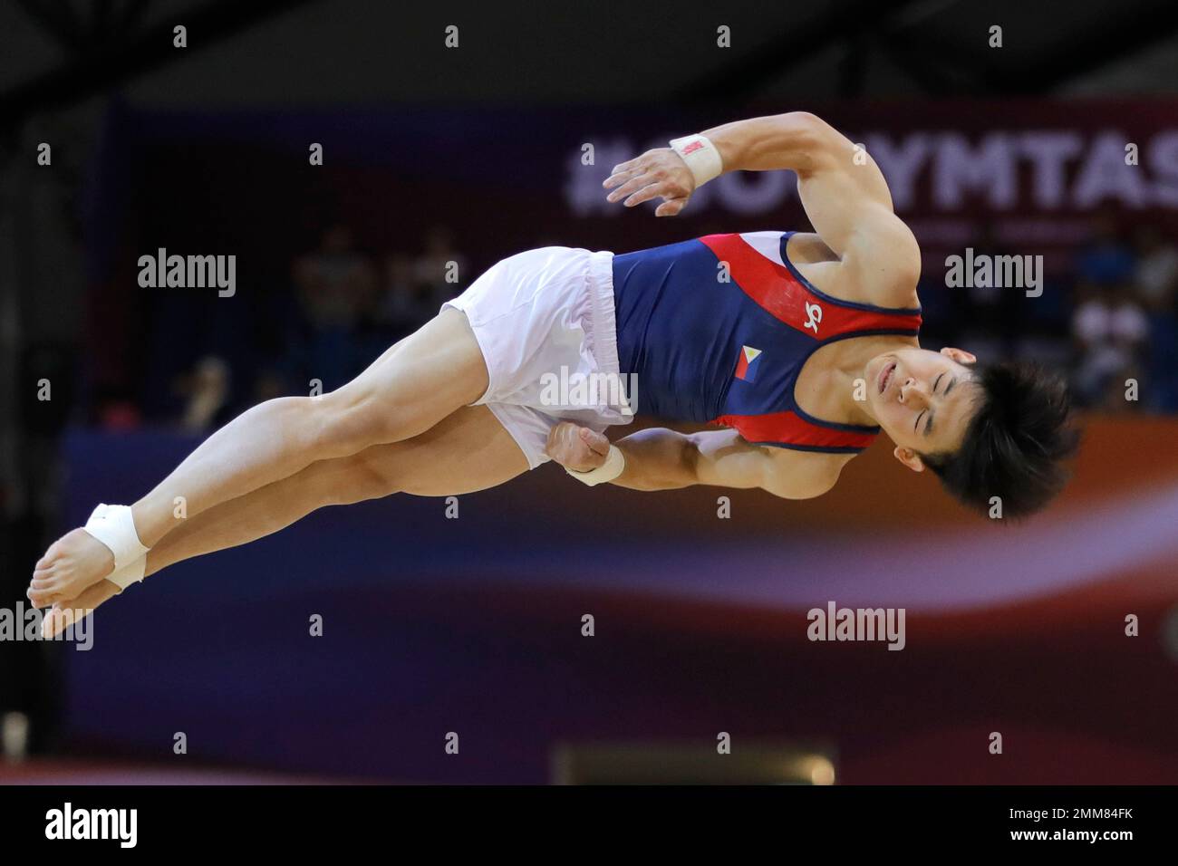 Bronze medallist Carlos Edriel Yulo of the Philippines performs in the ...