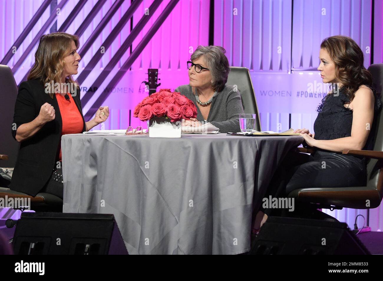 Nicole Boxer, from left, Barbara Boxer and Alyssa Milano participate in ...