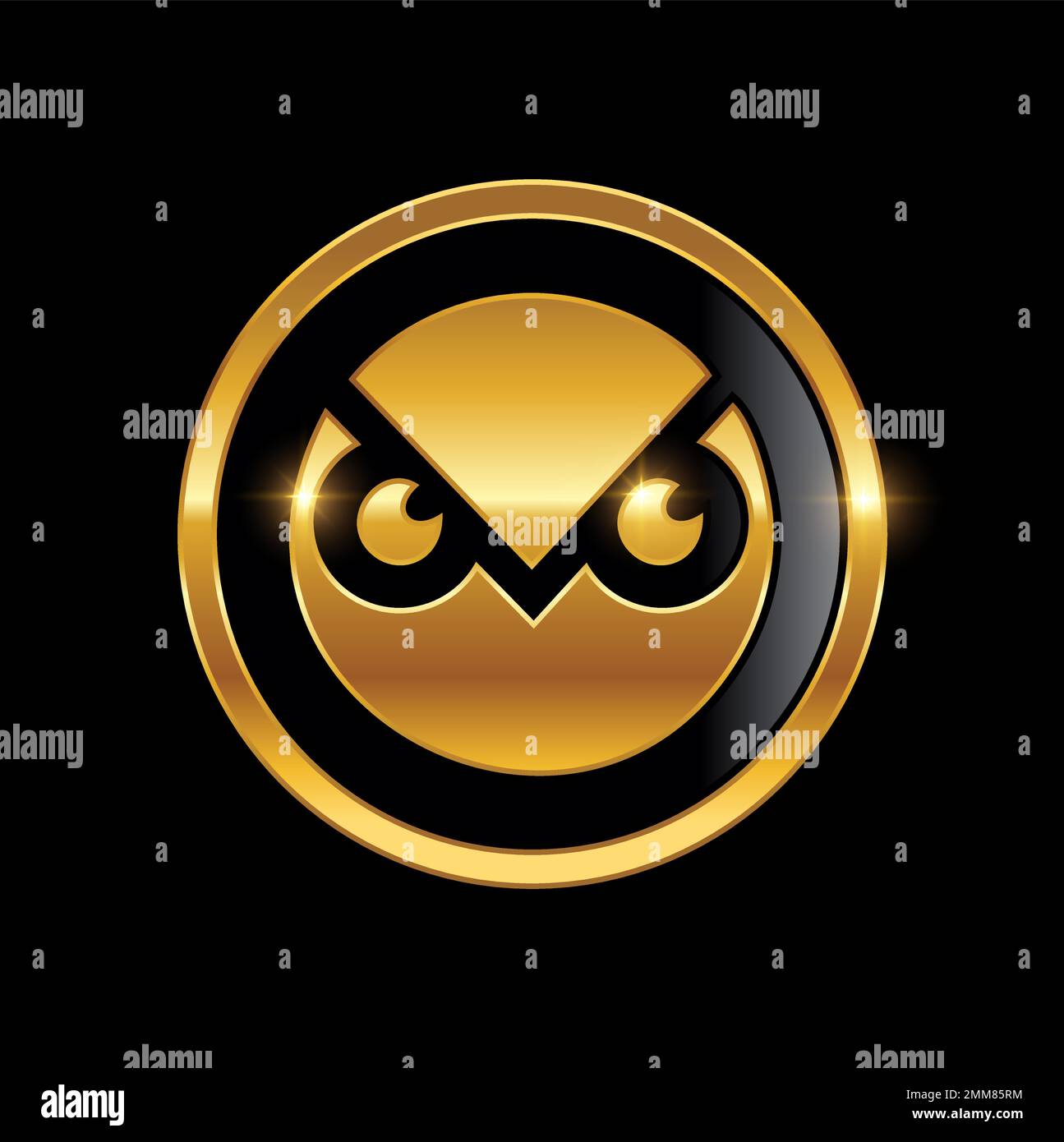 A vector illustration of Golden Owl Head Symbol Logo Sign in black ...