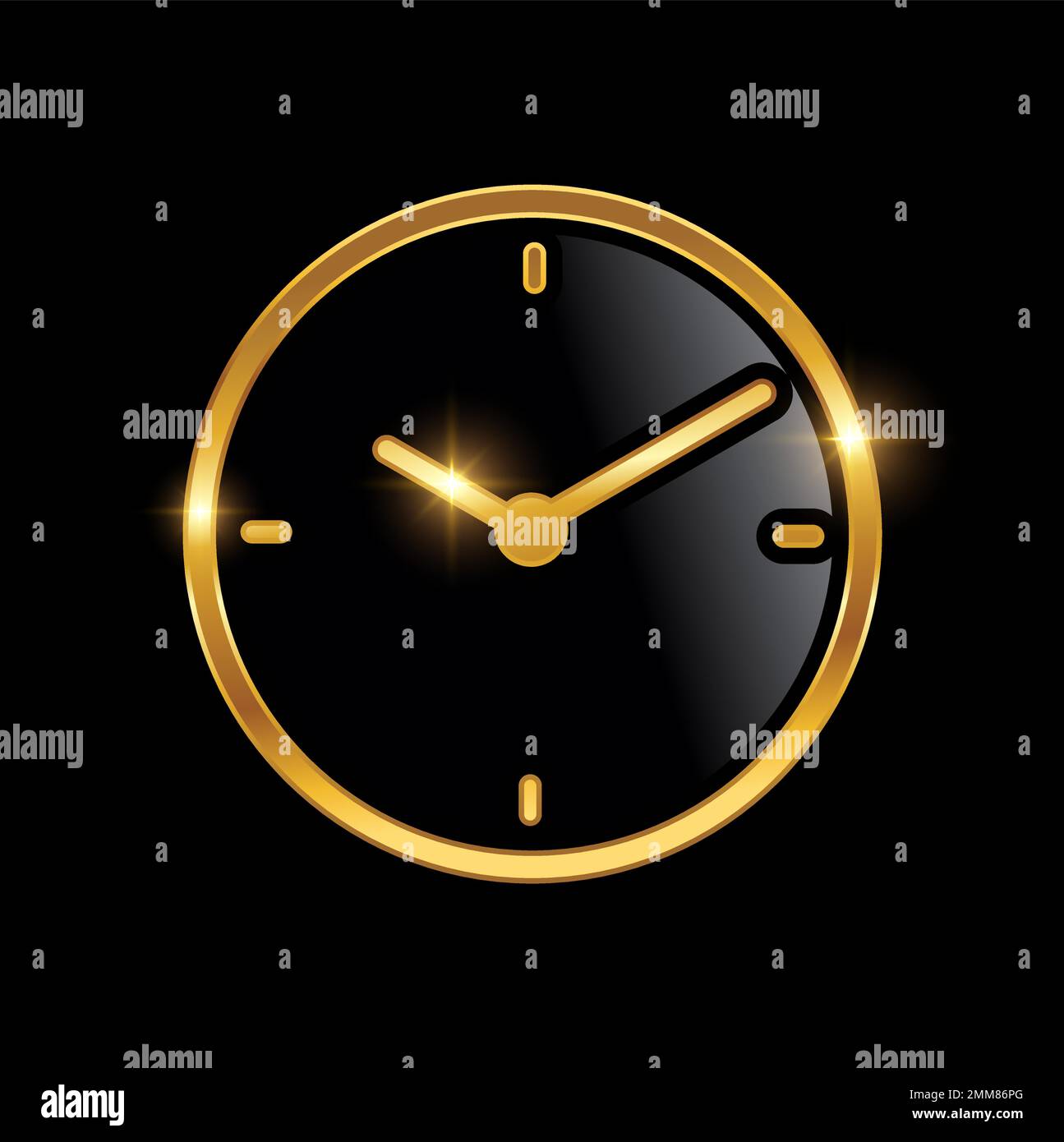 A vector Illustration of Golden Clock Symbol Logo Sign in black ...