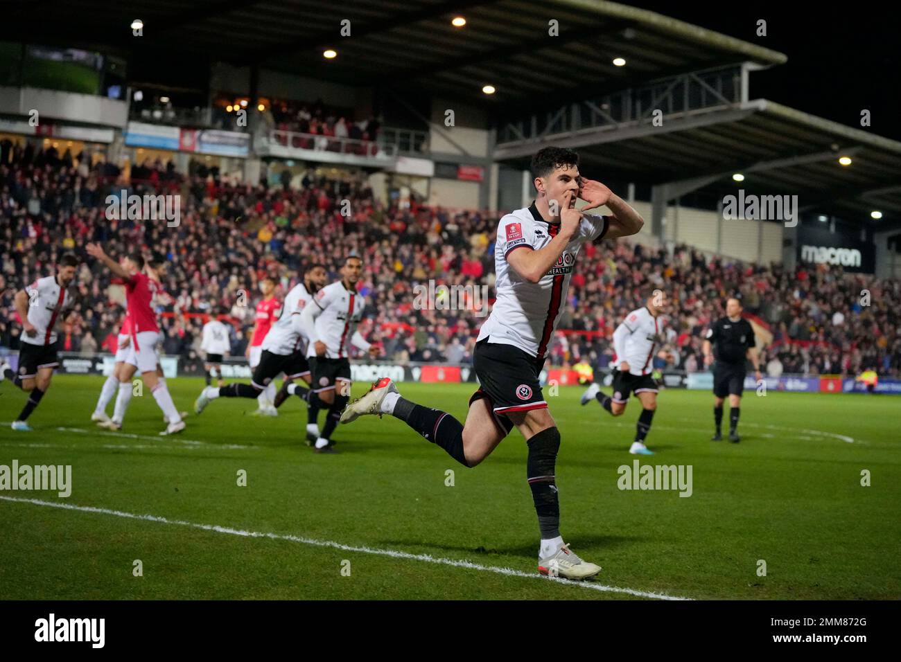 Wrexham, UK. 29th Jan, 2023. John Egan #12 of Sheffield United ...