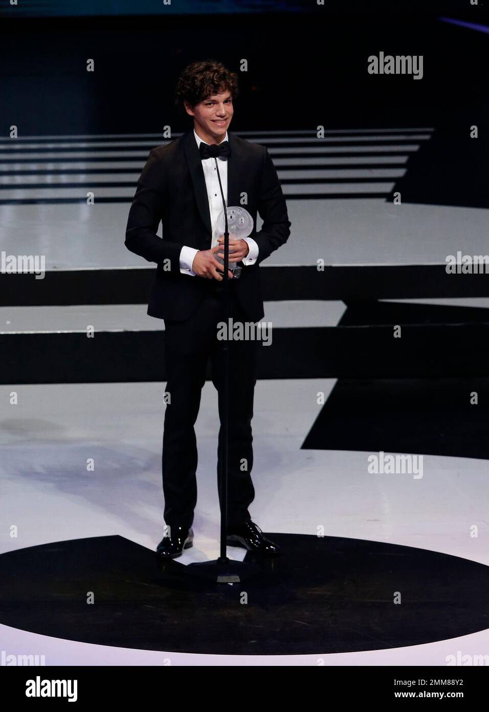 Mexican ballet dancer Isaac Hernandez speaks as he is recognized for ...