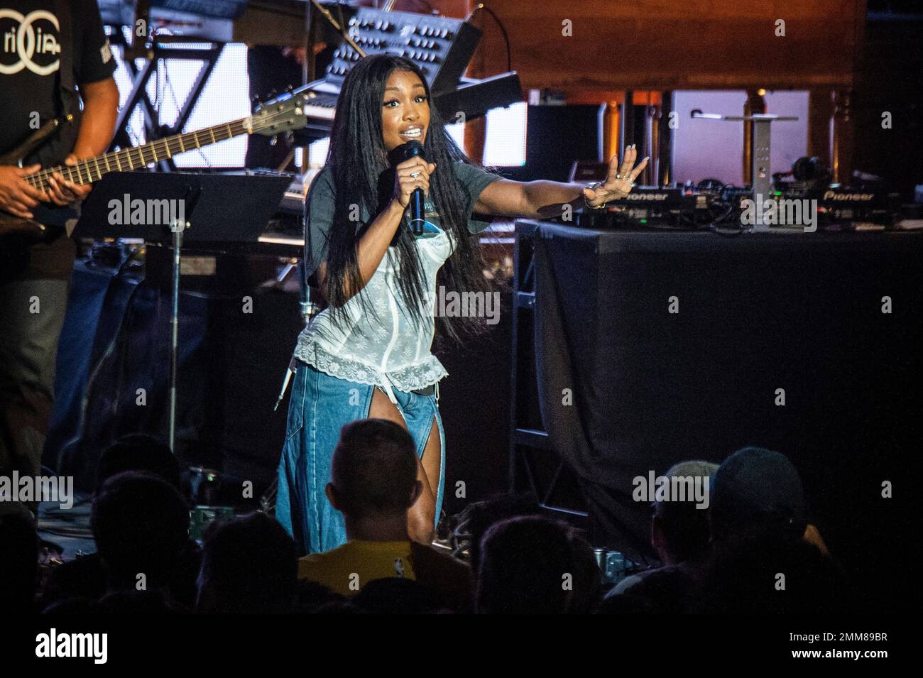 SZA performs during the tribute event Mac Miller: A Celebration of Life ...