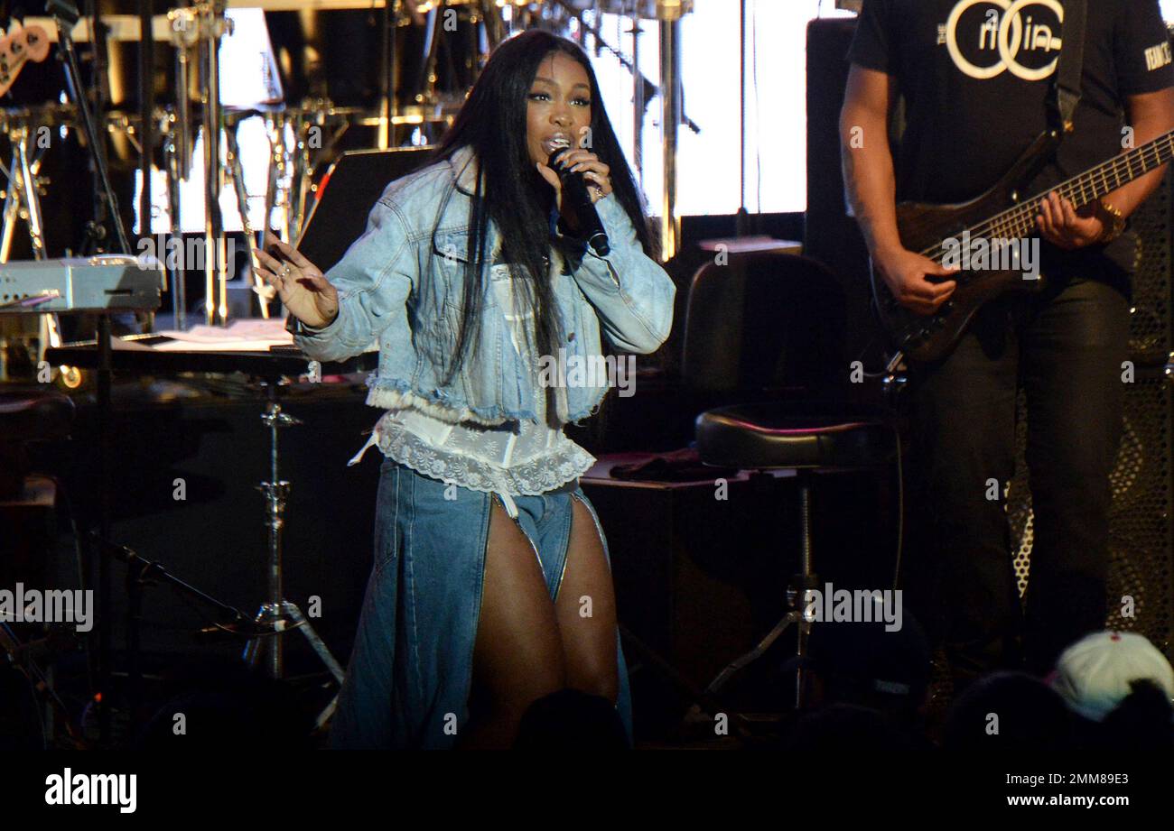 SZA performs during the tribute event Mac Miller: A Celebration of Life ...