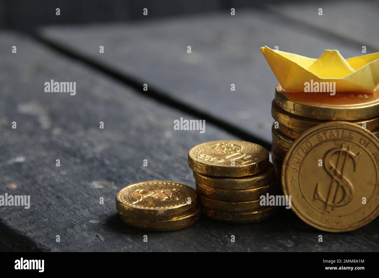 Money growth creative idea. Golden coins Stock Photo - Alamy