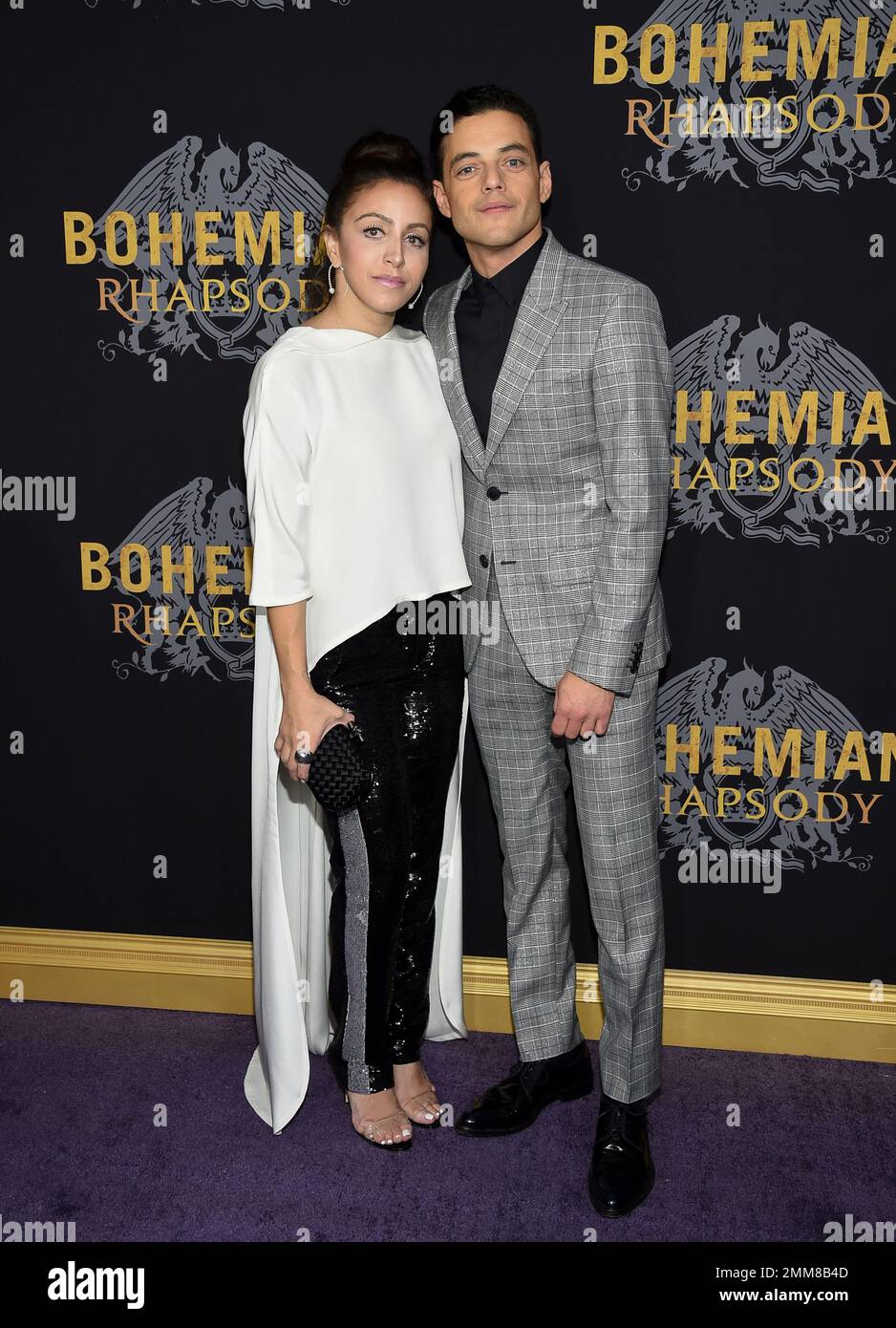 Actor Rami Malek poses with his sister Yasmine Malek at the premiere of ...