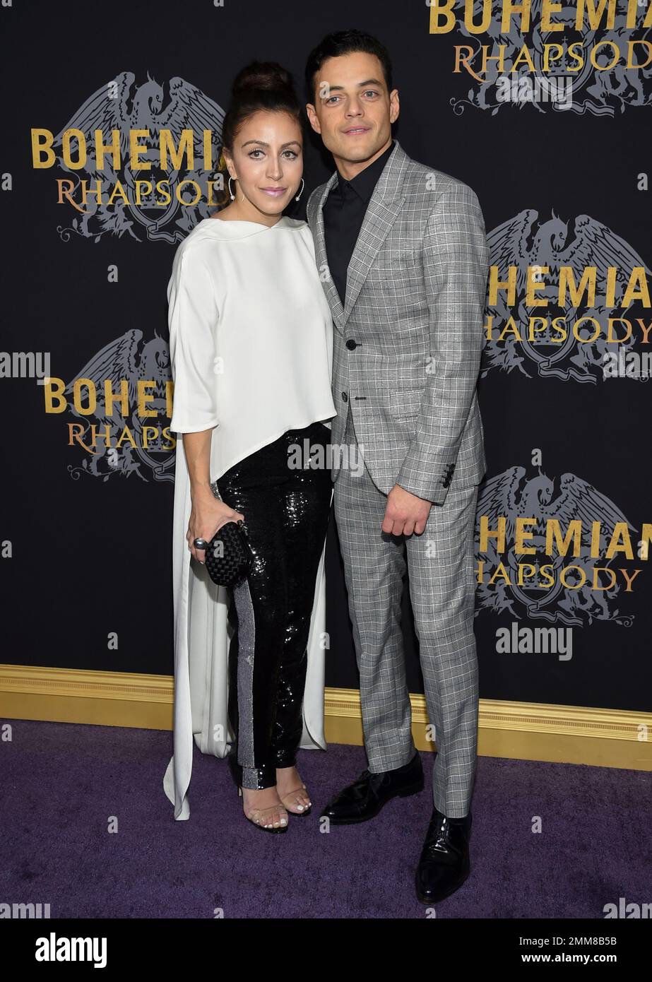 Actor Rami Malek poses with his sister Yasmine Malek at the premiere of ...