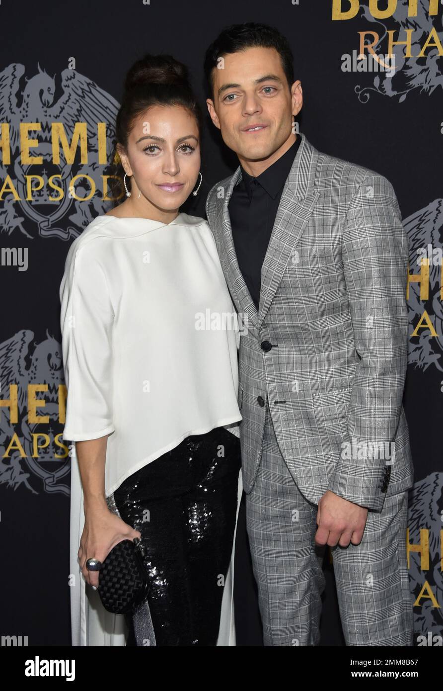 Actor Rami Malek poses with his sister Yasmine Malek at the premiere of ...