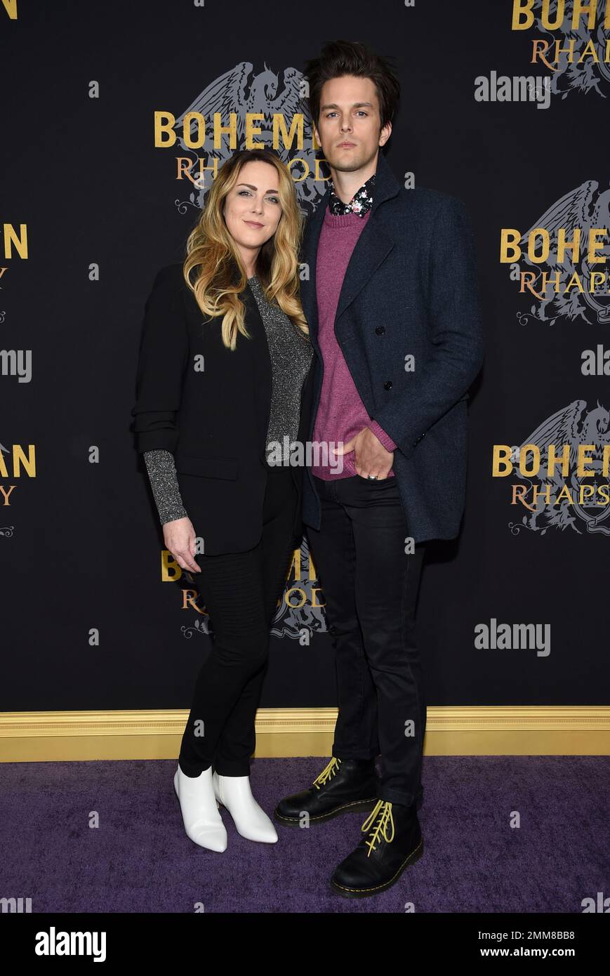 Musician Dallon Weekes and wife Breezy Douglas attend the premiere of ...