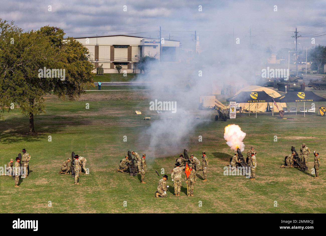 The cannon fire team renders honors to the 1st Cavalry Division's ...