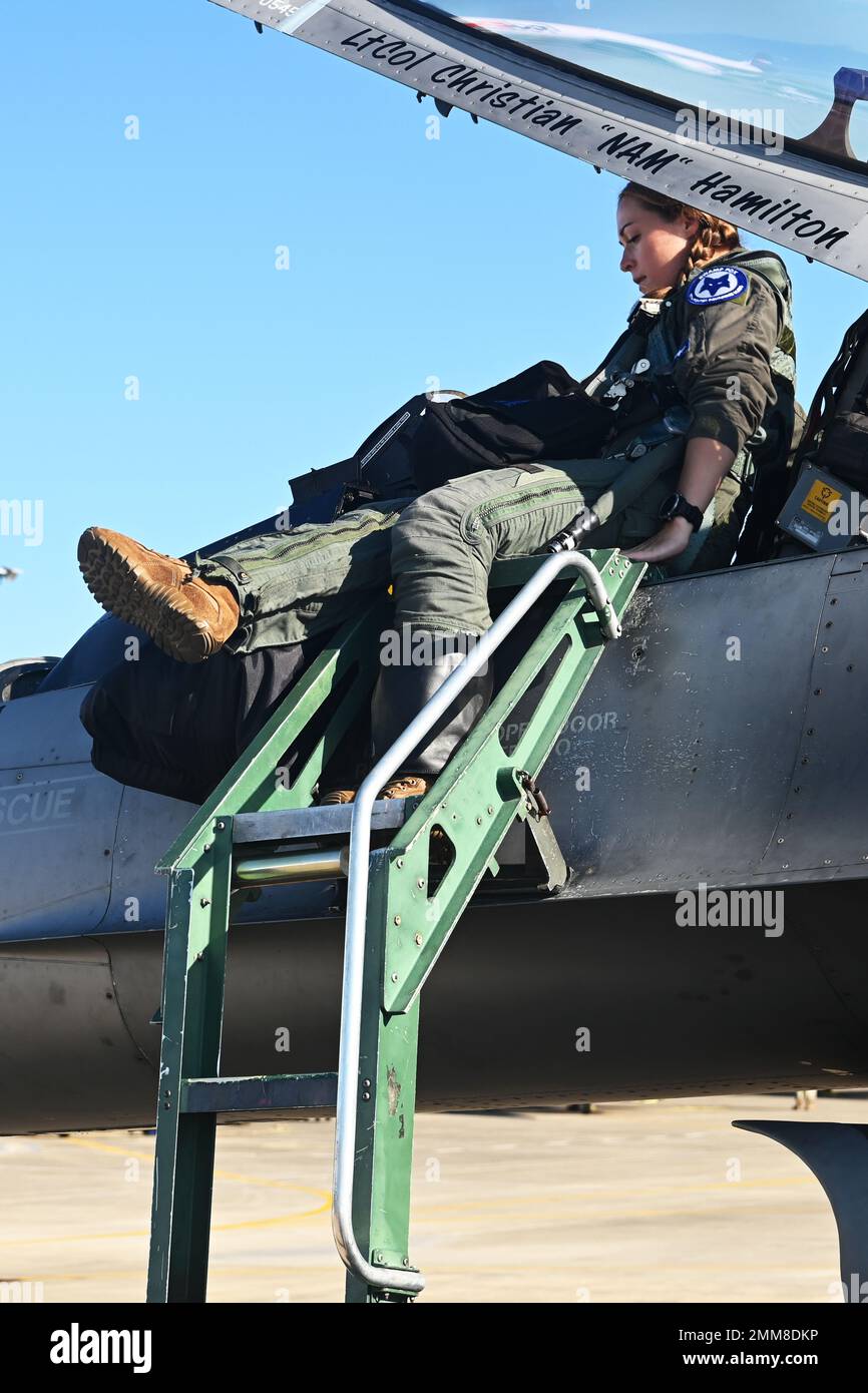 U.S. Air Force 1st Lt. Miranda Jones, 157th Fighter Squadron F-16 ...