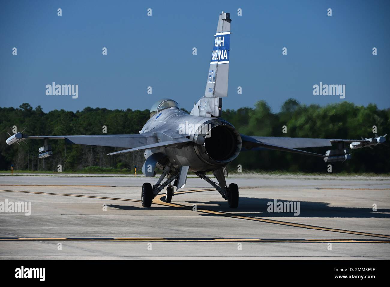 A U.S. Air Force F-16 fighter jet, assigned to the 169th Fighter Wing ...