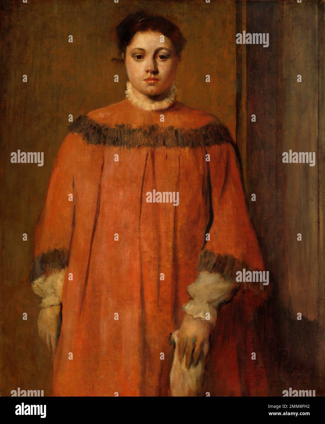 Girl in Red. Edgar Degas. c. 1866 Stock Photo - Alamy