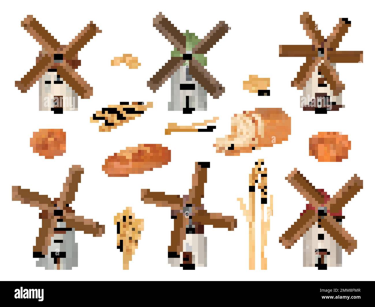 Windmill. Rural symbols construction making flour bakery food ...