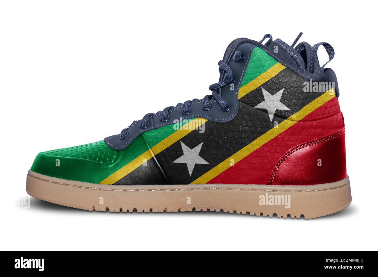 Fashion rubber snickers with flag of Saint Kitts And Nevis isolated on ...
