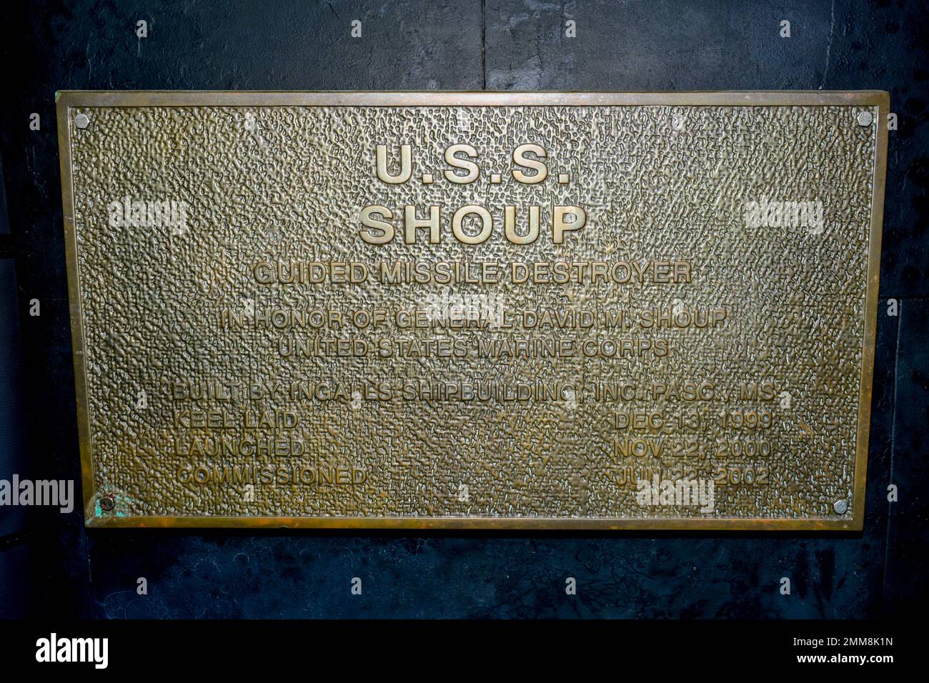 A memorial plaque aboard the Arleigh Burke-class guided-missile ...