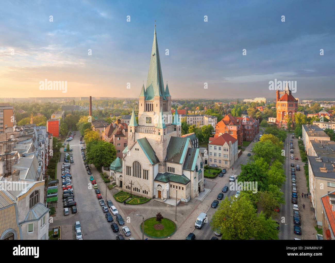 Wroclaw, Poland. Aerial view of St Augustine's Church in Krzyki ...