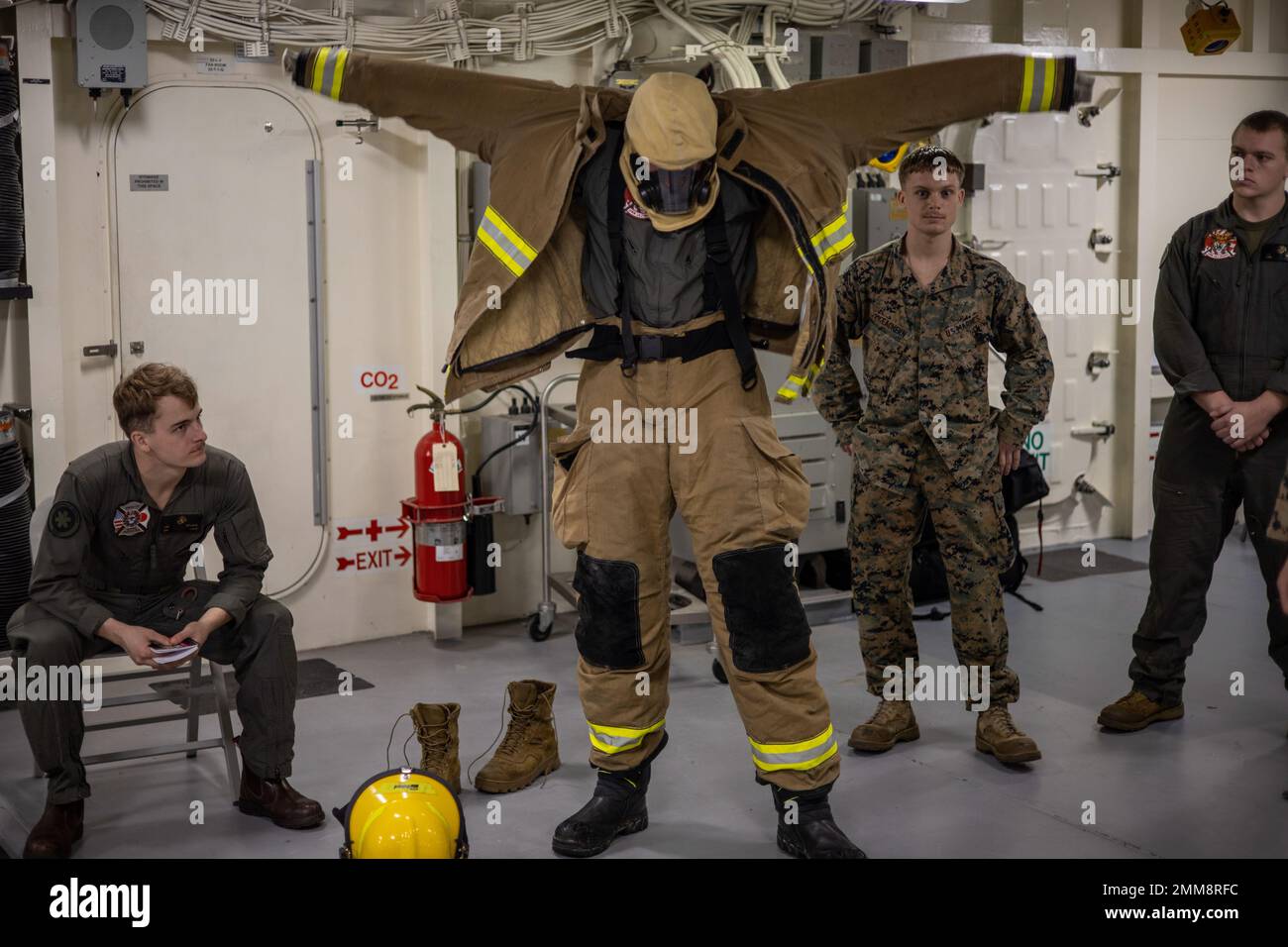 U.S. Marine Corps Lance Cpl. Calvin Robinson, a crash fire rescue ...