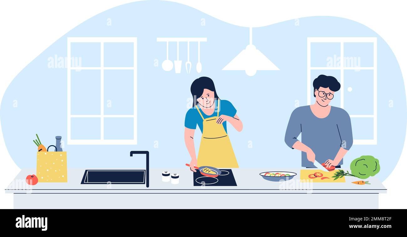 Kitchen store couple Stock Vector Images - Alamy