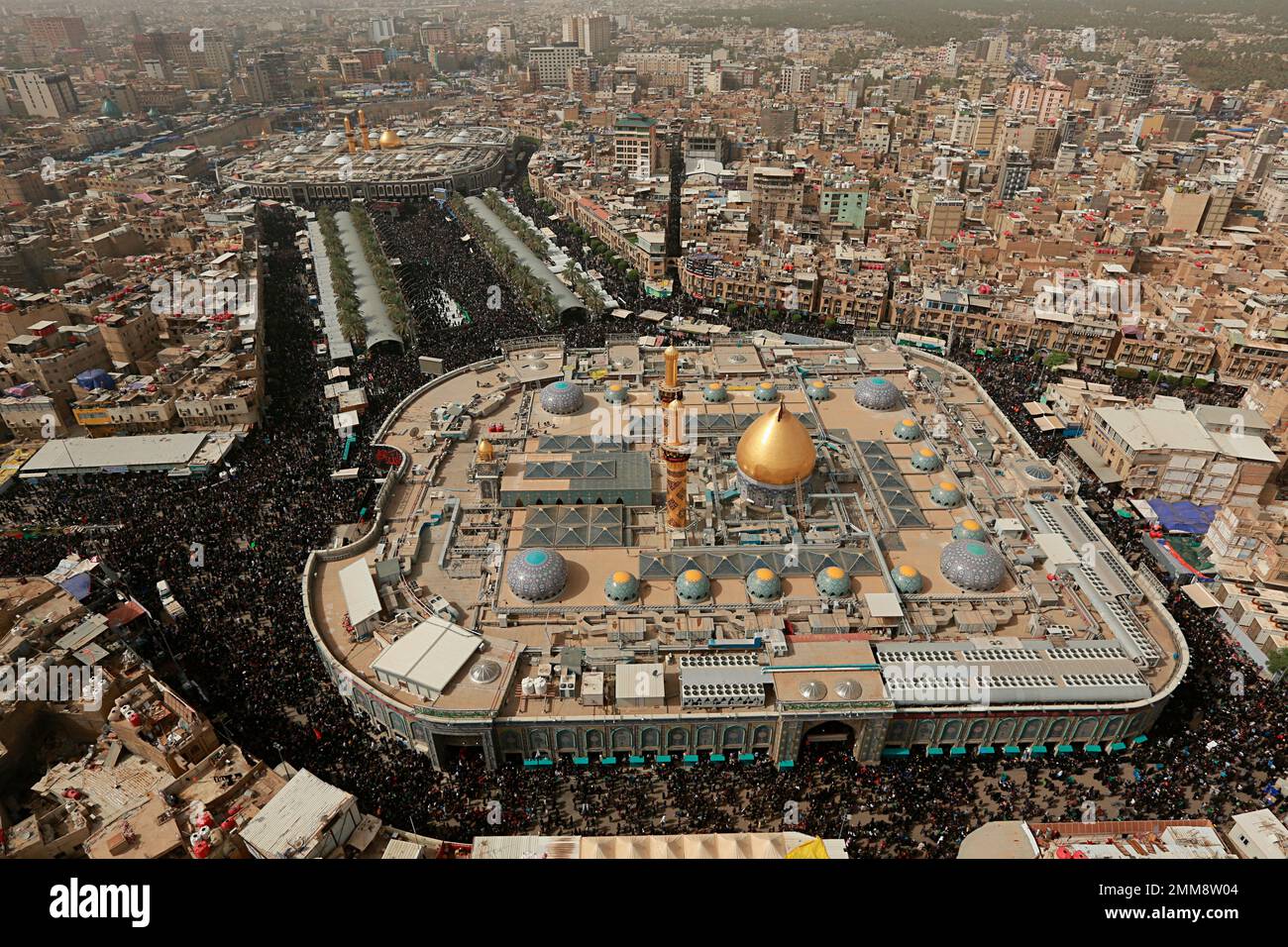 This Sunday, Oct. 28, 2018, aerial photo shows Shiite pilgrims ...