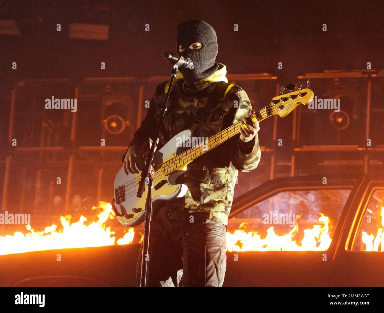 Tyler Joseph of the band Twenty One Pilots performs in concert during ...