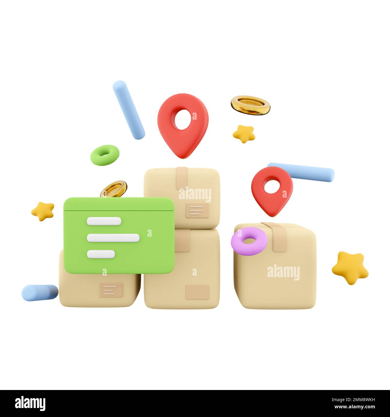 3d rendering delivery to the specified place with notification icon. 3d ...