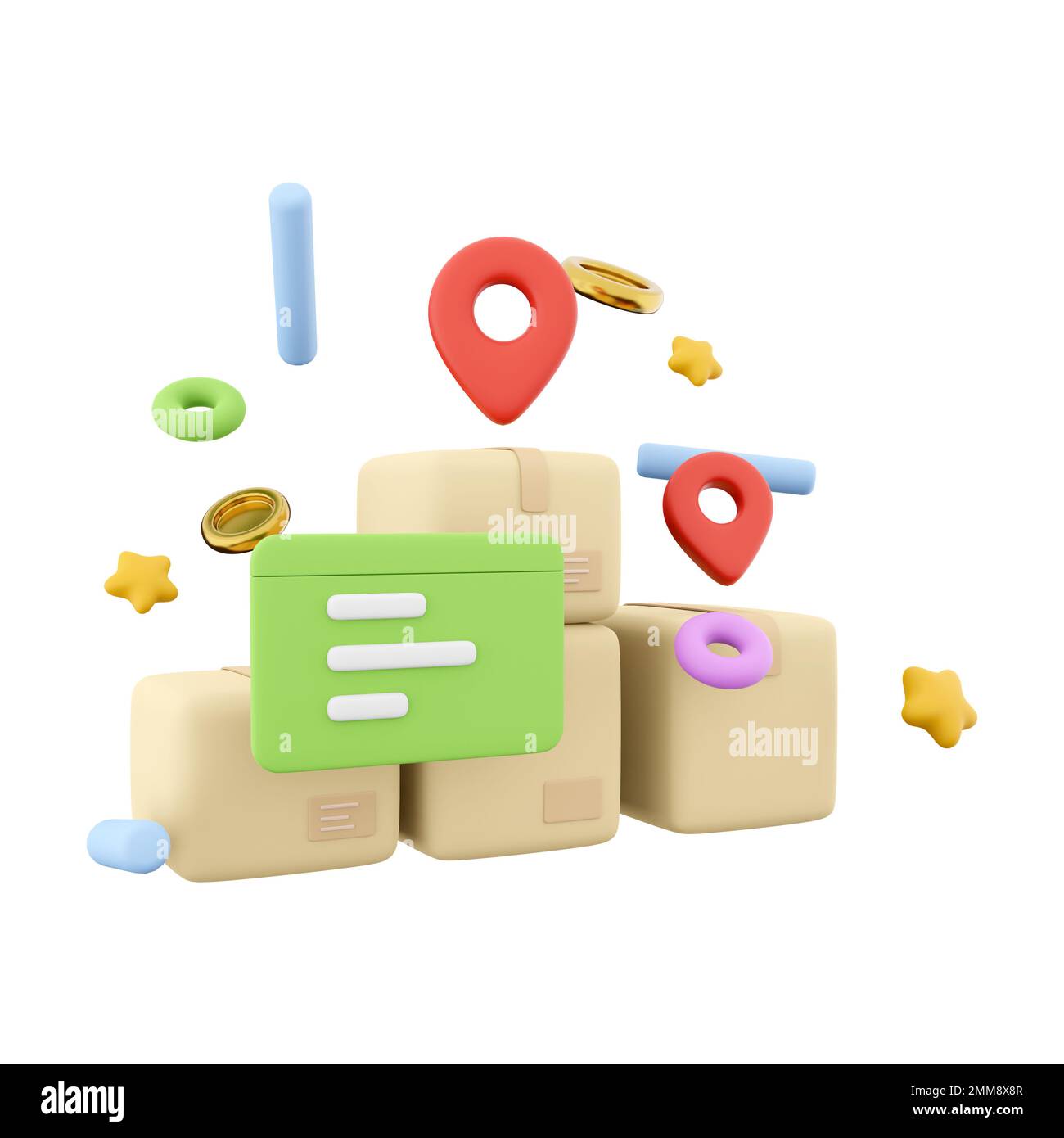 3d rendering delivery to the specified place with notification icon. 3d ...