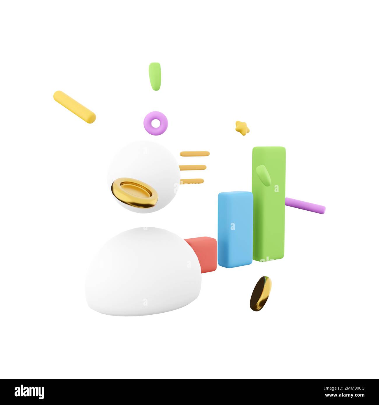 3d rendering user with bar graph icon. 3d render concept for business ...