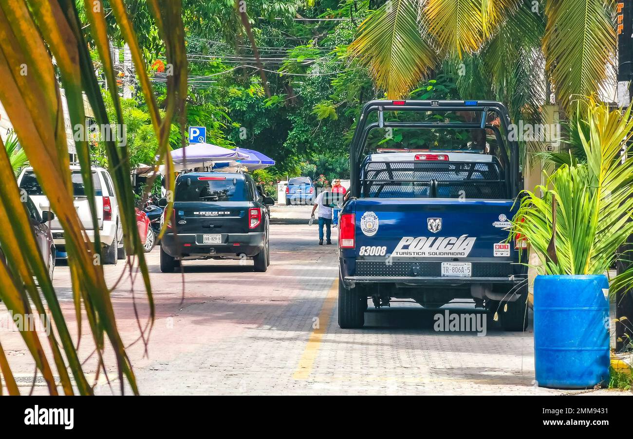 Playa del Carmen Quintana Roo Mexico 2022 Mexican police car vehicle ...