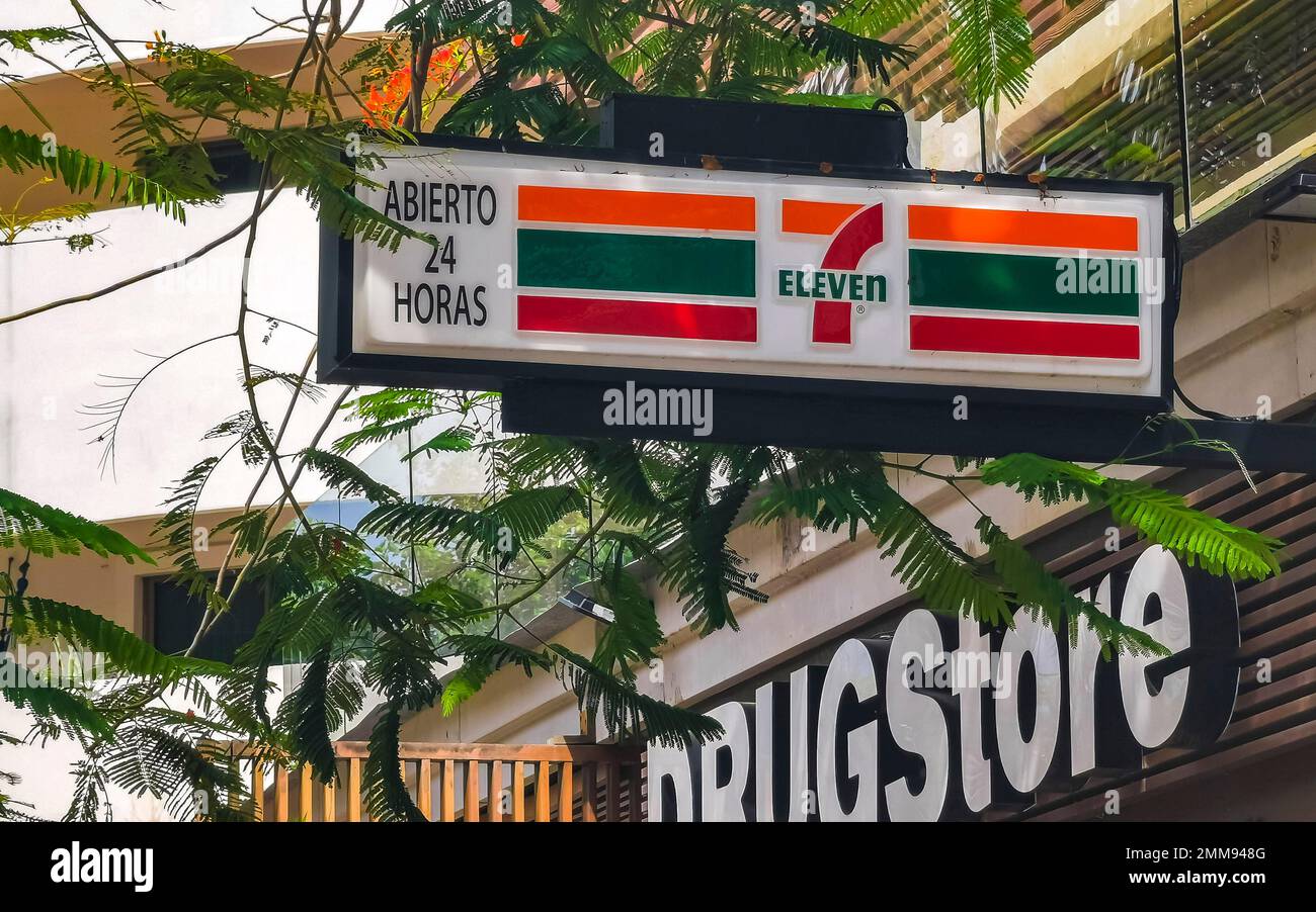Playa del Carmen Quintana Roo Mexico 2022 7 Eleven shop store with ...