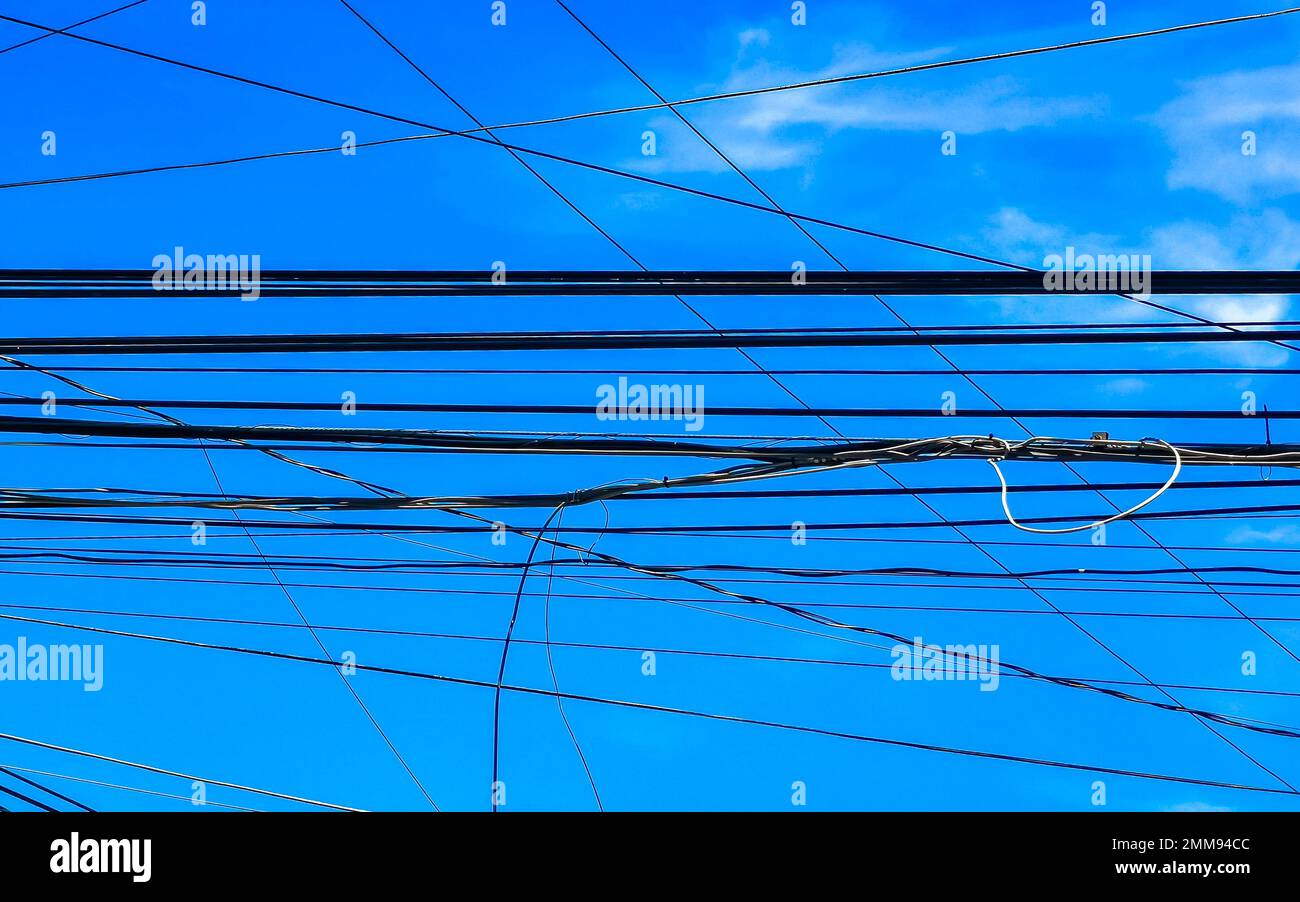 Absolute cable chaos on Thai power pole in Playa del Carmen Quintana ...