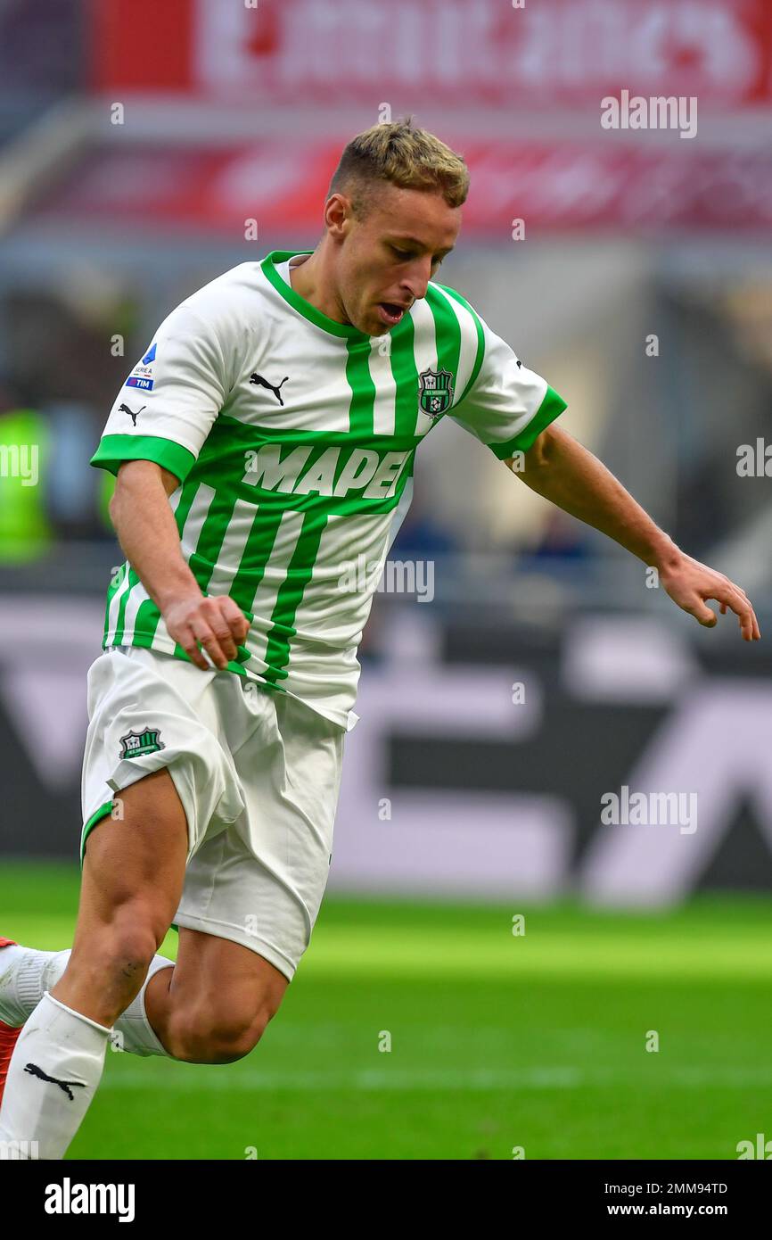Milano, Italy. 29th Jan, 2023. Davide Frattesi (16) of of Sassuolo seen ...