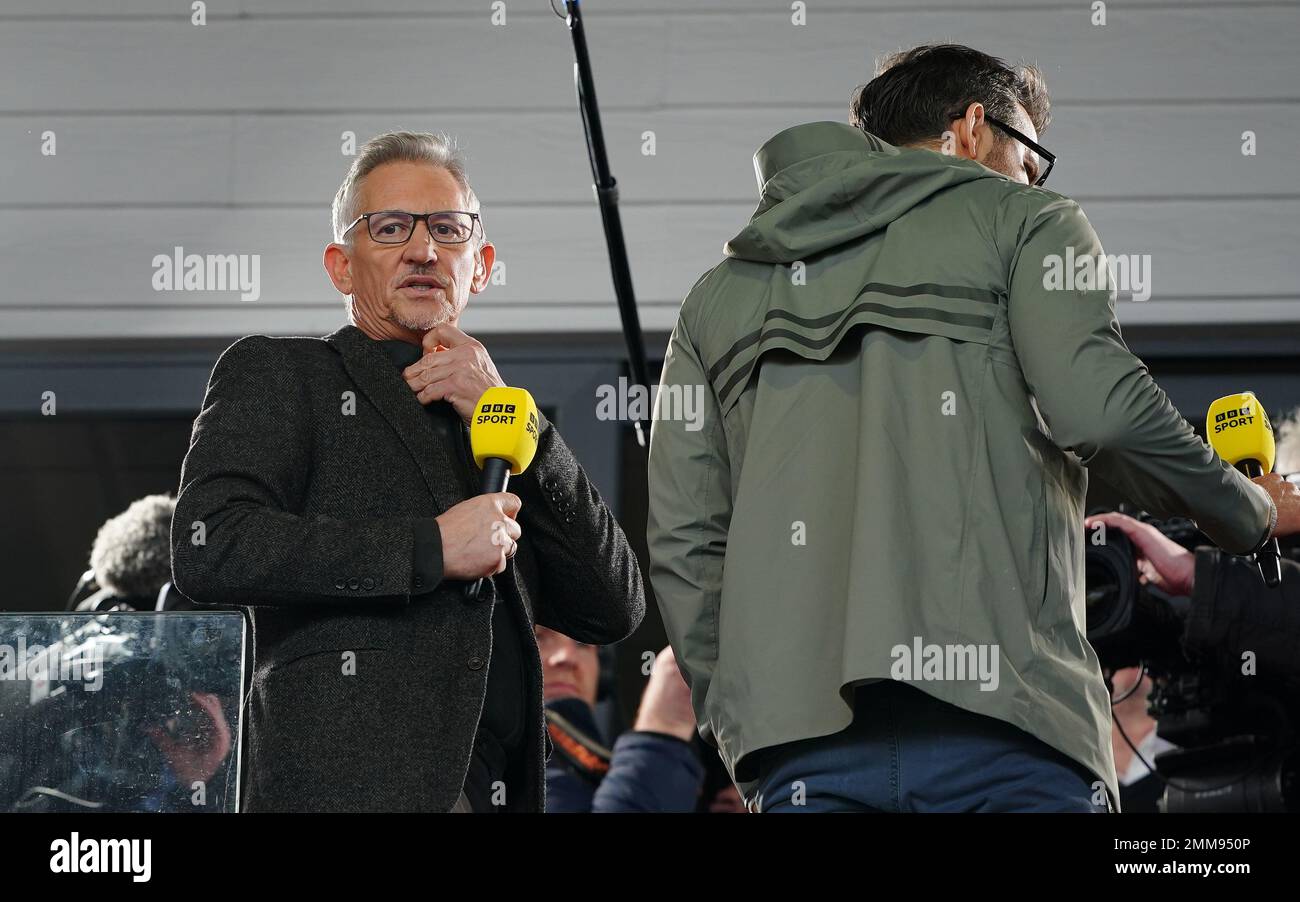 BBC Sport presenter Gary Lineker (left) with Wrexham co-owner Ryan ...