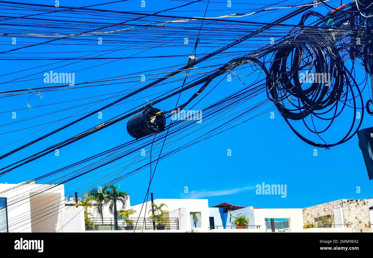 Absolute cable chaos on Thai power pole in Playa del Carmen Quintana ...