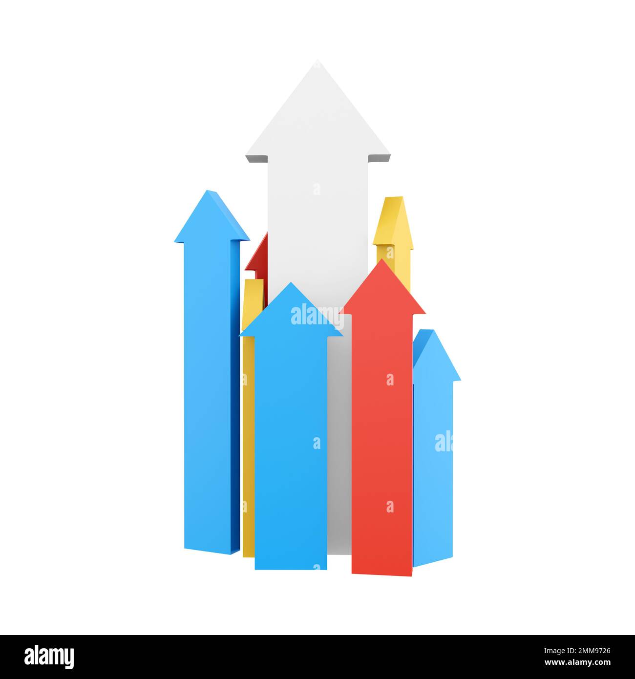 3d rendering arrows directed upwards as success icon. 3d render arrows ...