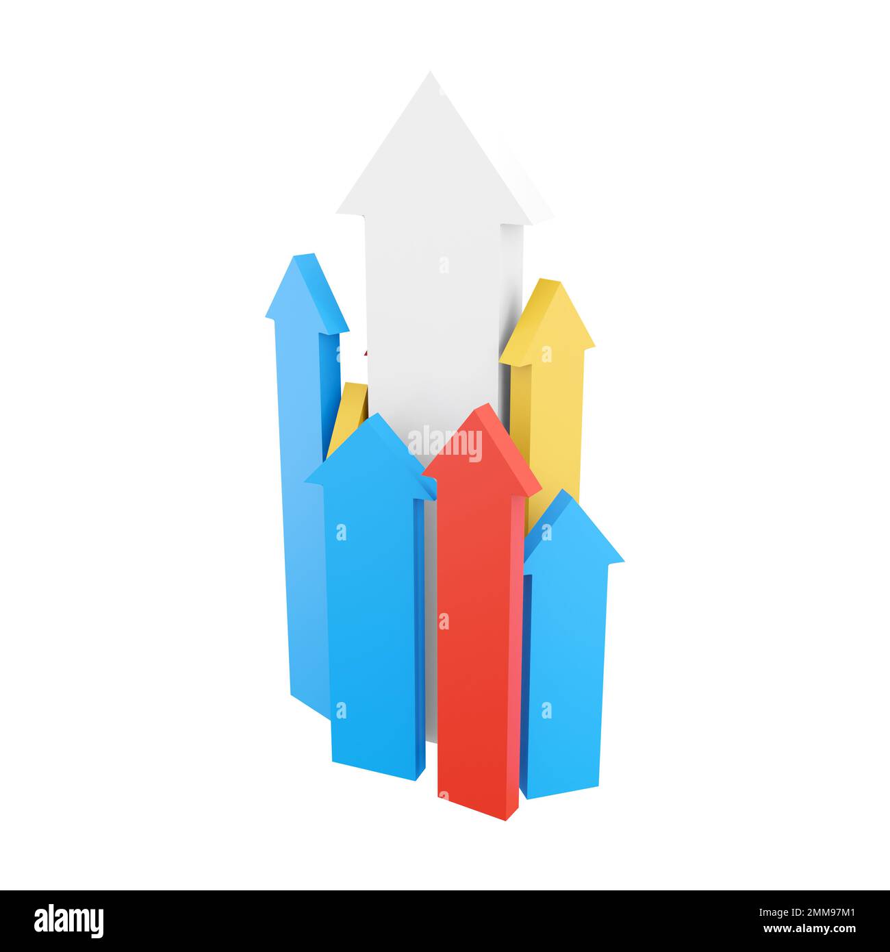 3d rendering arrows directed upwards as success icon. 3d render arrows ...