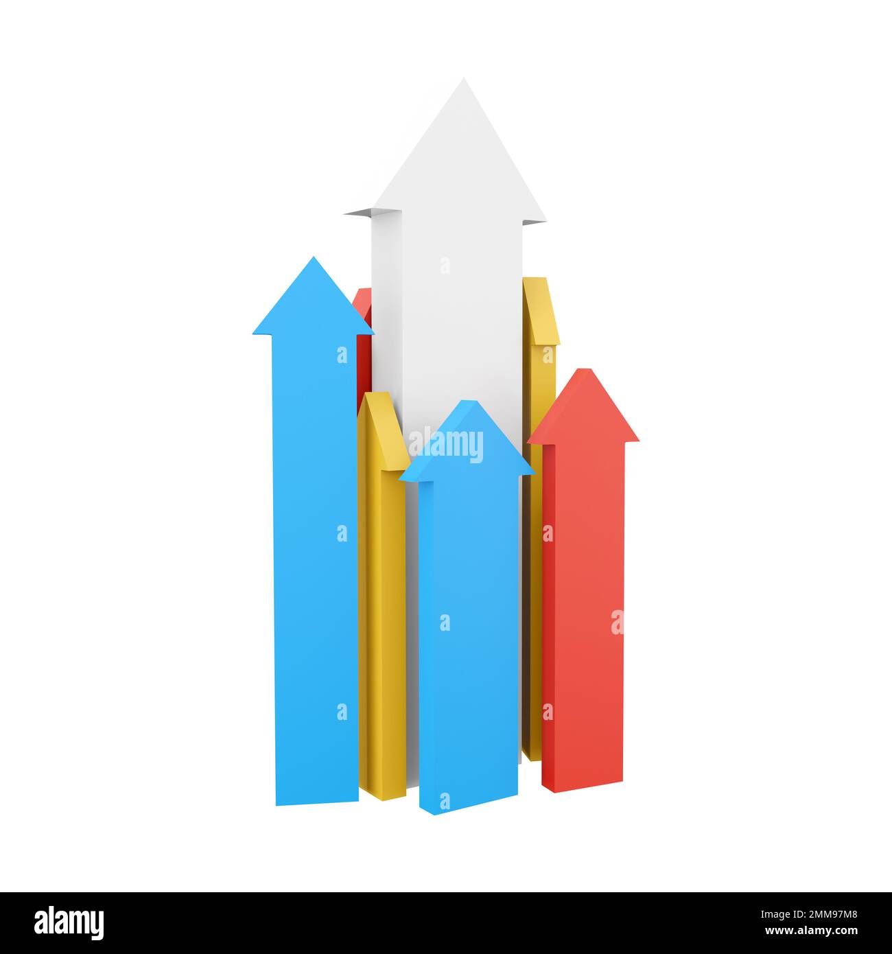 3d rendering arrows directed upwards as success icon. 3d render arrows ...