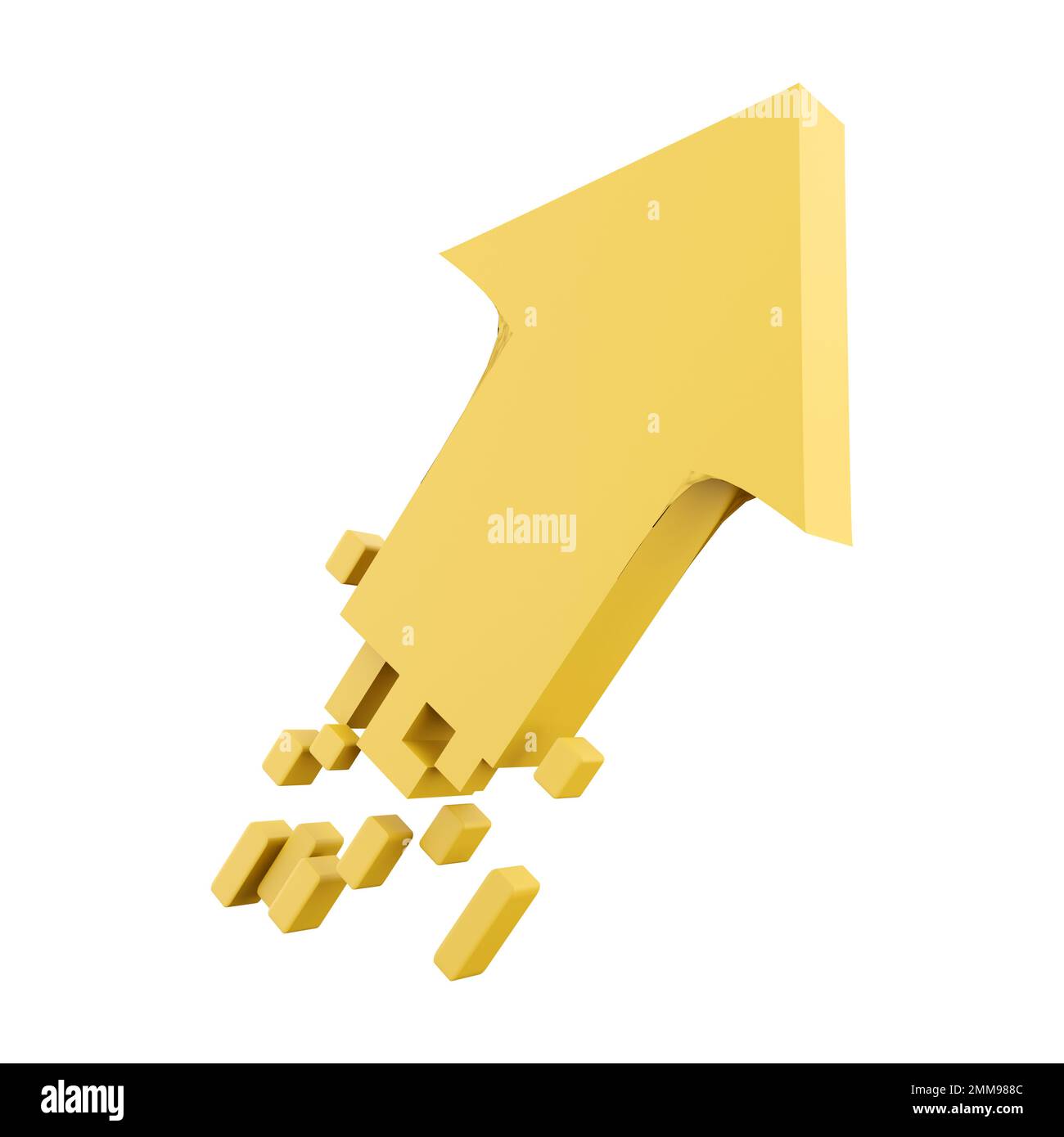 3d rendering golden arrow rises up icon. 3d render yellow arrow grow up ...