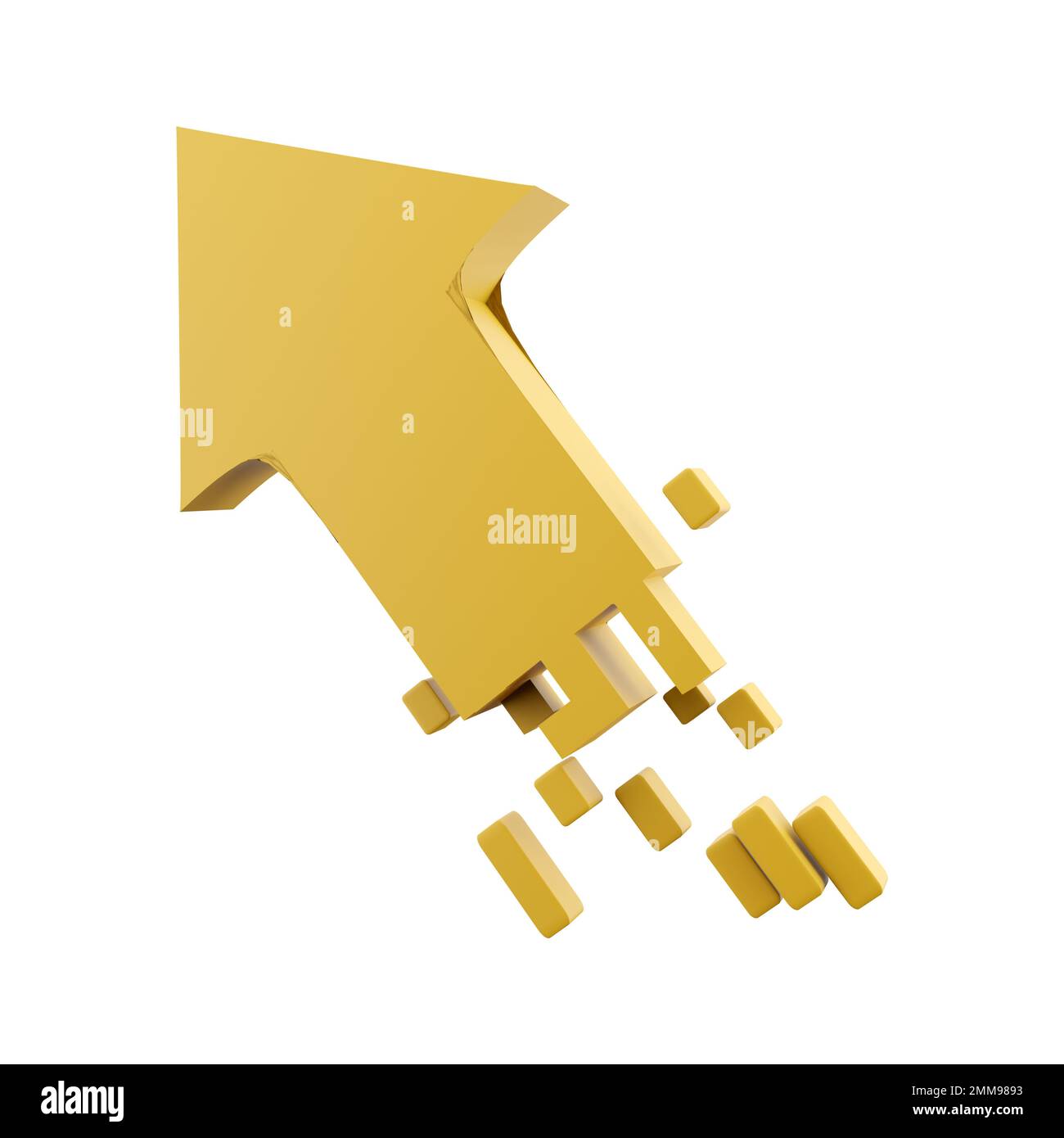 3d rendering golden arrow rises up icon. 3d render yellow arrow grow up ...