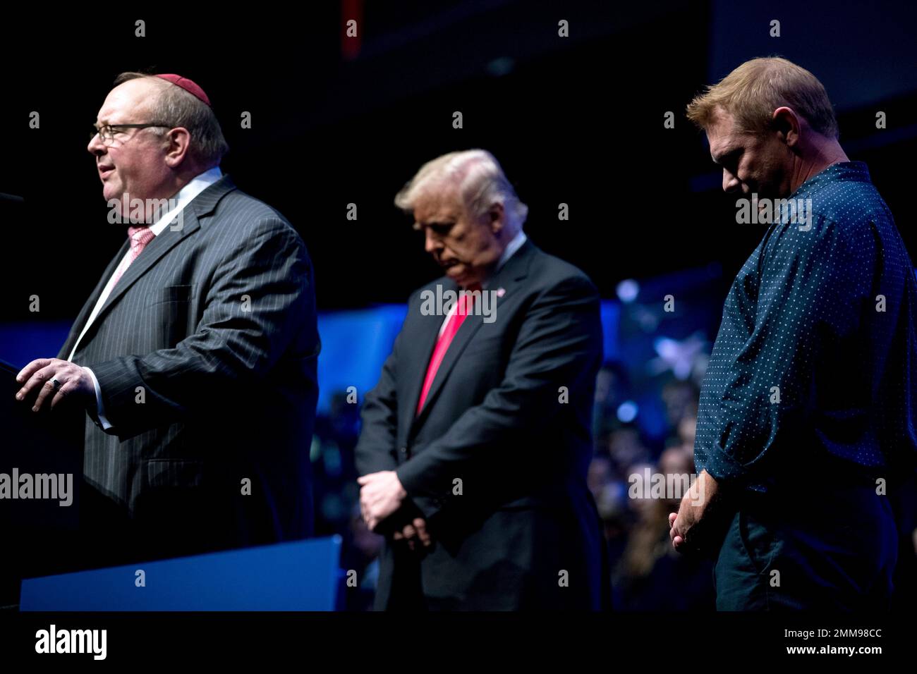 From left, Rabbi Benjamin Sendrow, accompanied by President Donald ...