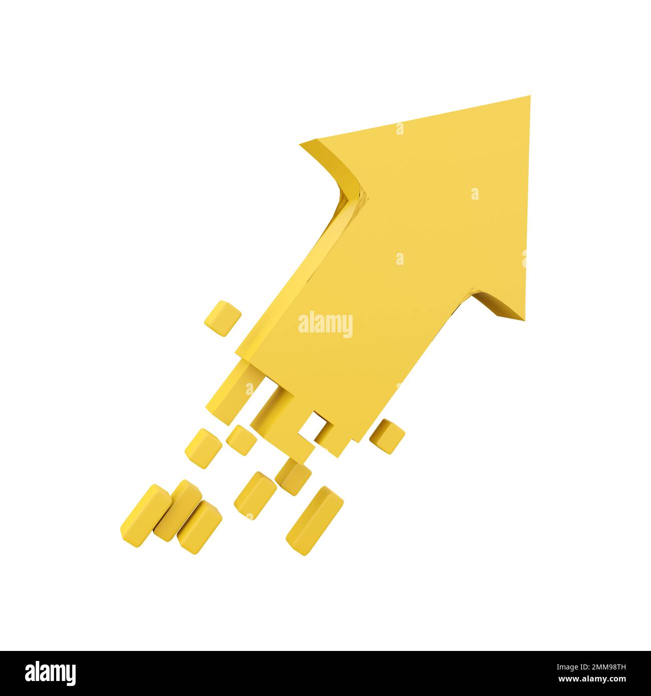 3d rendering golden arrow rises up icon. 3d render yellow arrow grow up ...