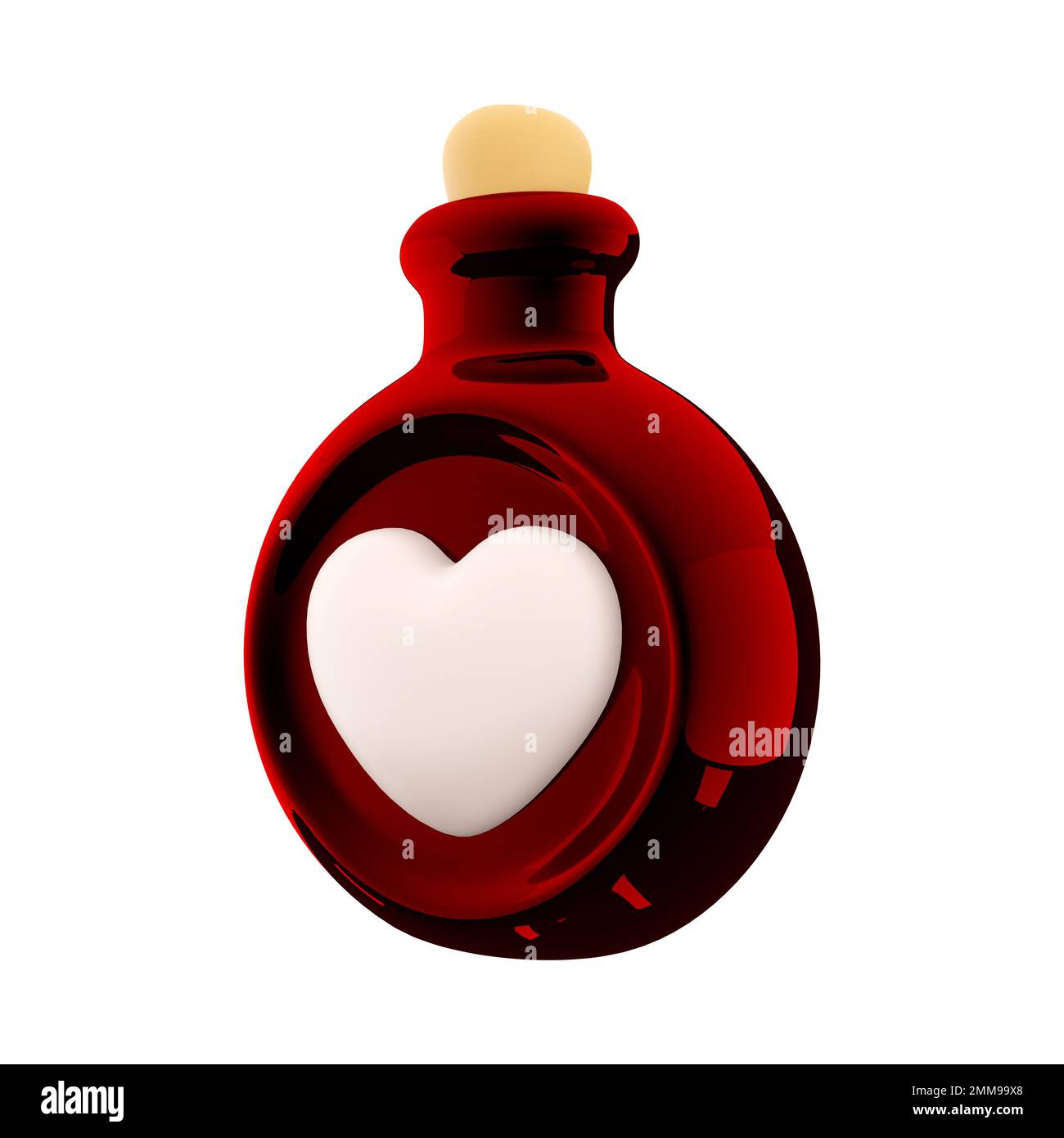 3d rendering red bottle with love potion icon. Valentines day symbol ...