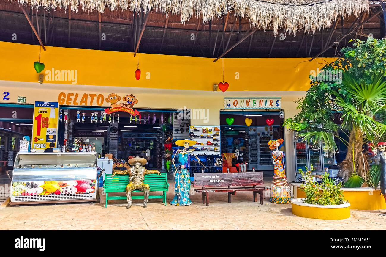 Tulum Mexico 23. July 2022 Typical colorful street road and cityscape ...