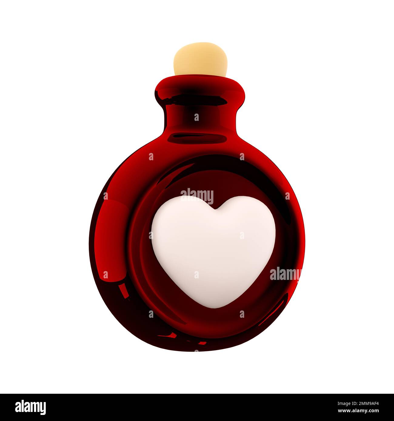 3d rendering red bottle with love potion icon. Valentines day symbol ...