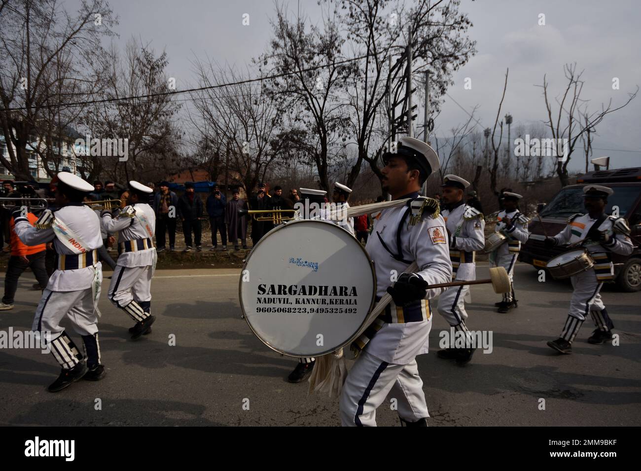 Srinagar, India. 29th Jan, 2023. Indian congress"s band walk during the ...