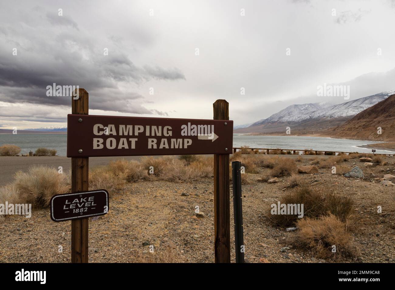 Signage at Walker Lake near Hawthorne Nevada indicating direction to ...