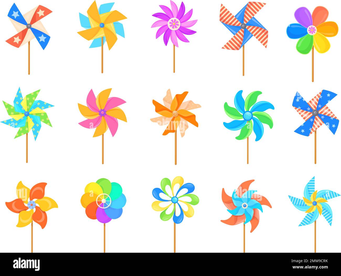 Cartoon pinwheel. Paper propller kid toy, set color windmills baby joy ...