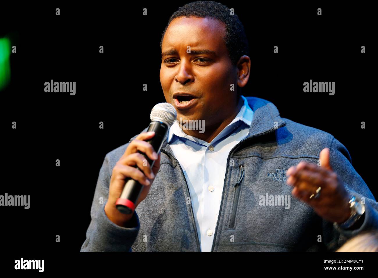 Joe Neguse, Democratic candidate for U.S. House District 2, speaks ...